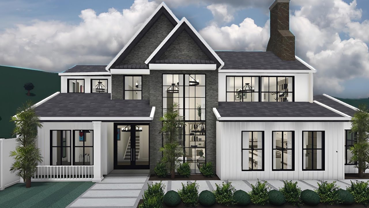 Modern Traditional Farmhouse || EXTERIOR ONLY! || Bloxburg Build