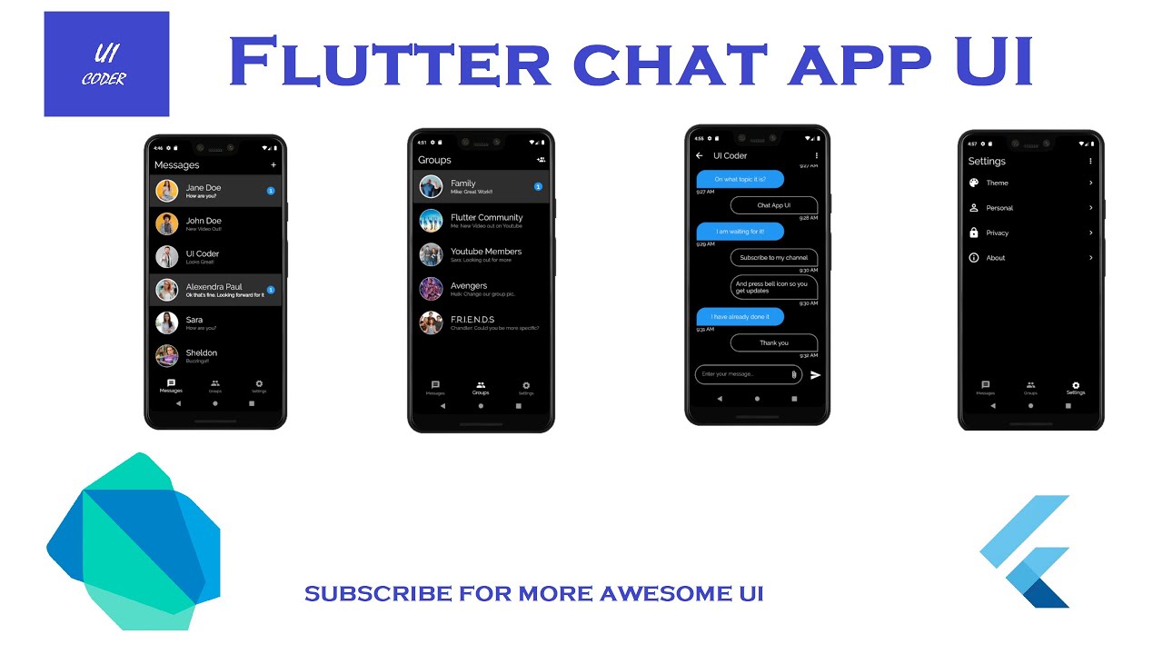 Flutter Chat App UI |Dark Theme| Speed Code Tutorial