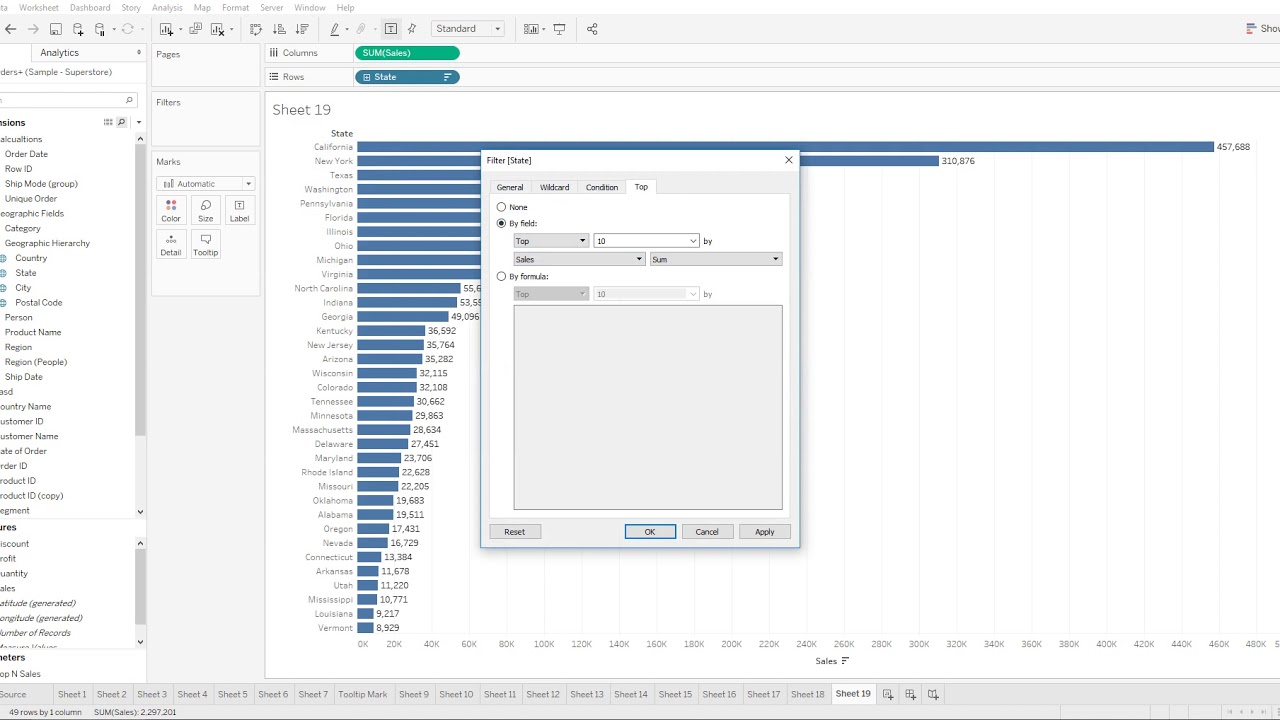 Filtering Using Parameters in Tableau   Top N