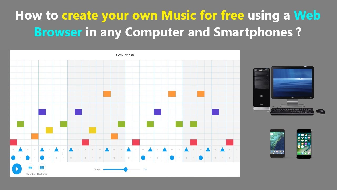How to create your own Music for free using a Web Browser in any Computer and Smartphones ?