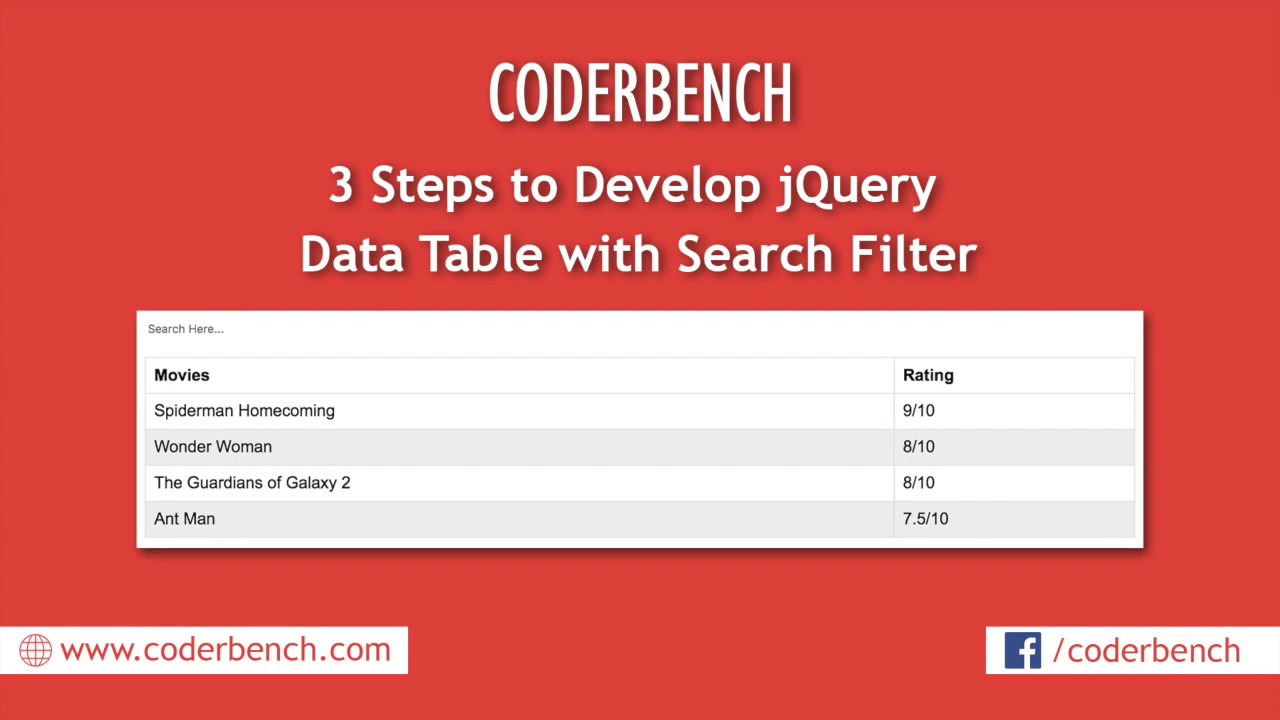 3 Steps to Develop jQuery Data Table with Search Filter