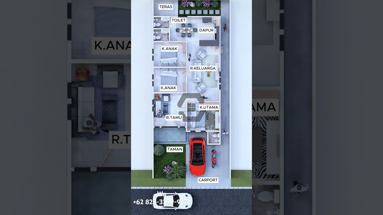 Inspirasi denah rumah 1 lantai dengan 3 kamar tidur. #jasadesain #denahrumah #rumahminimalis