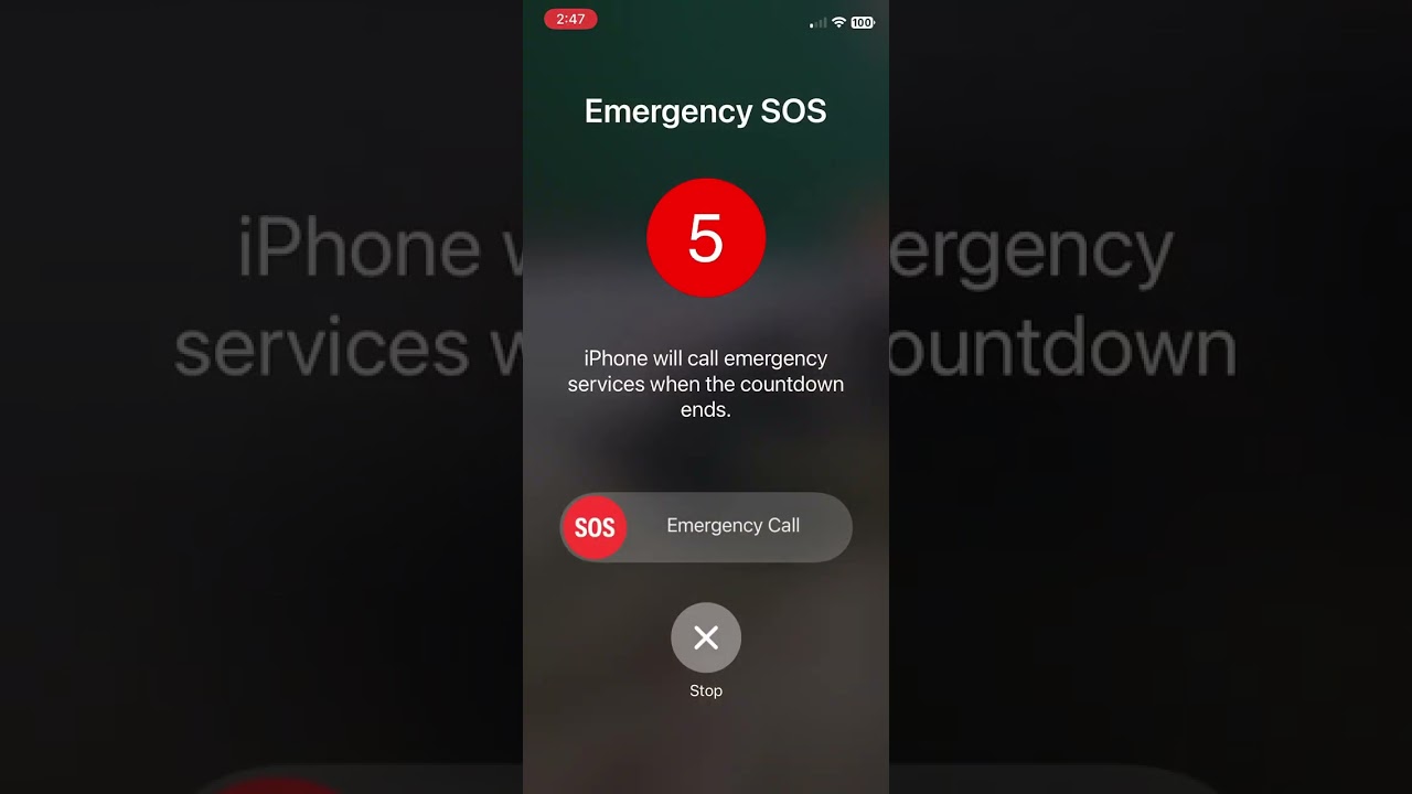 What Emergency SOS looks and sounds like on iOS