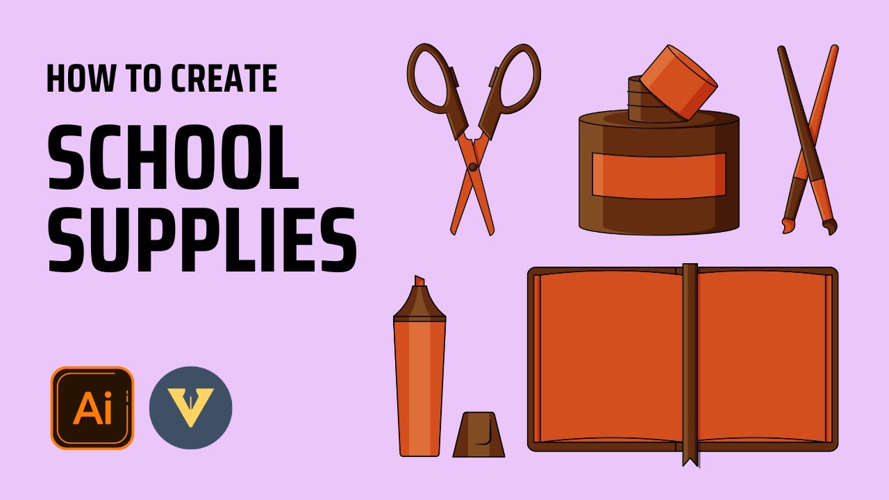 Adobe Illustrator Tutorial - Create School Supplies Flat Design