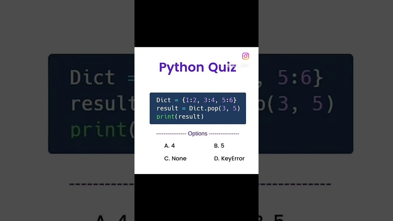 Day 5 Coding challenge Python quiz #python #pythontutorial #datascience #dataanalytics #shorts #yt