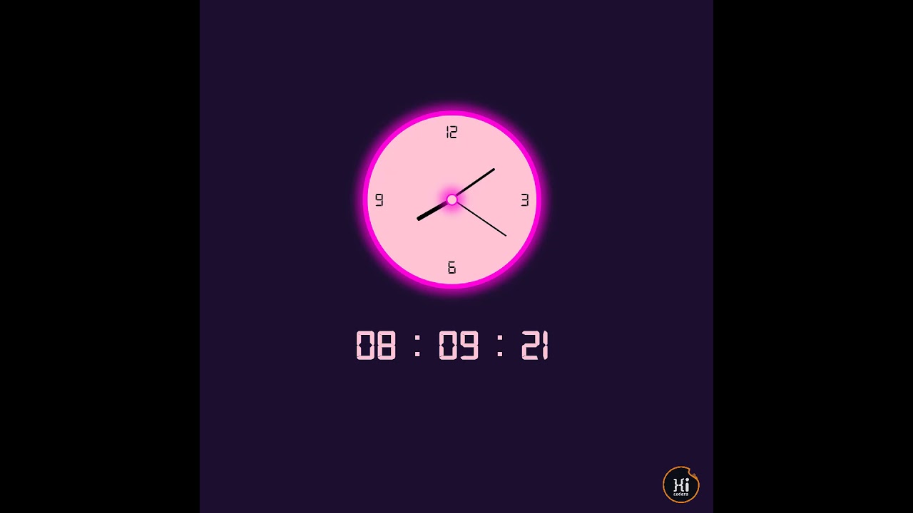 Clock with HTML, CSS & JS | Source code on GitHub | #JS
