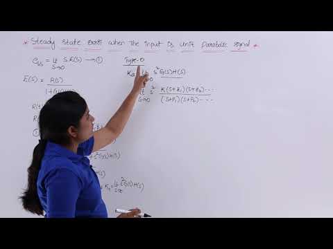 Steady State Error When Error is Unit Parabolic Signal Video Lecture ...