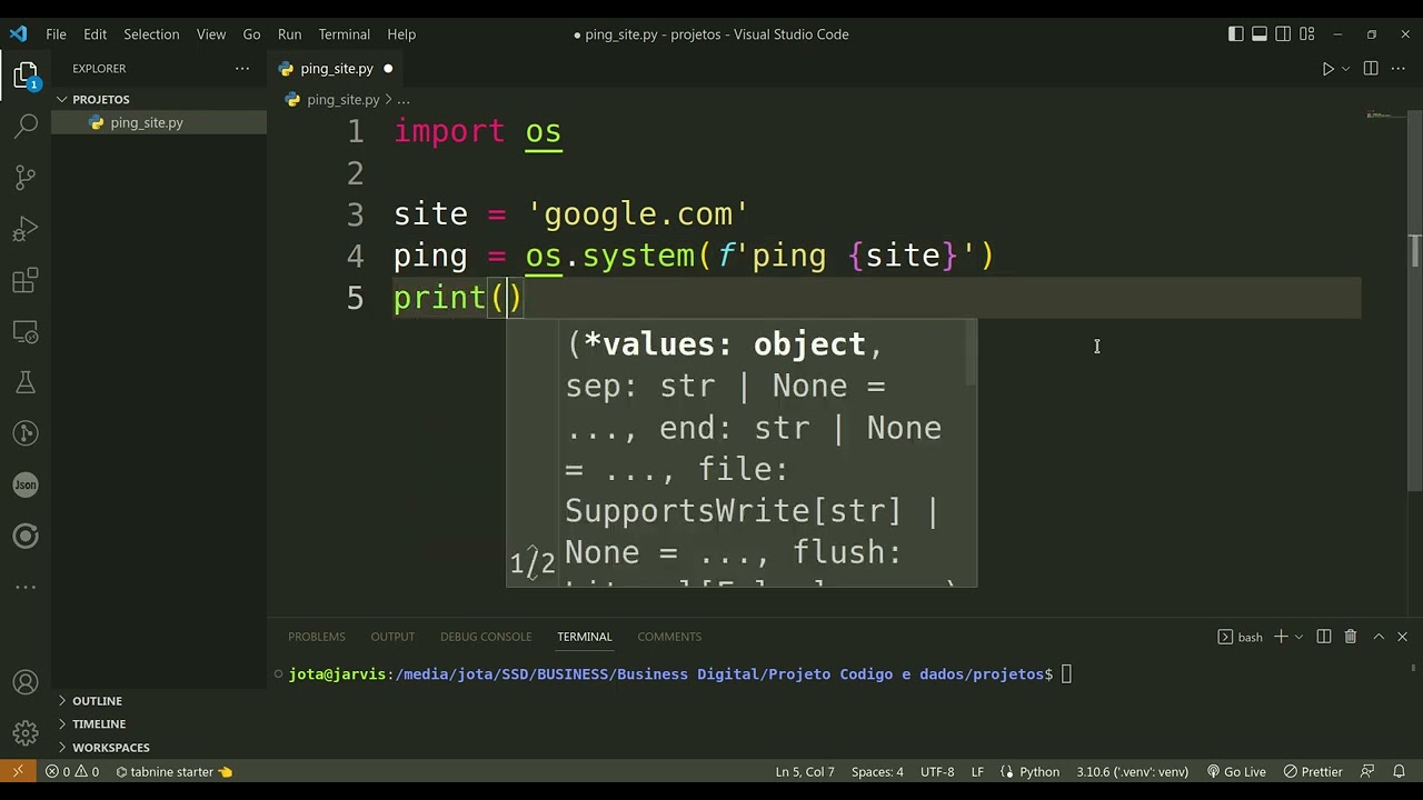 Executar comando ping em um site com Python