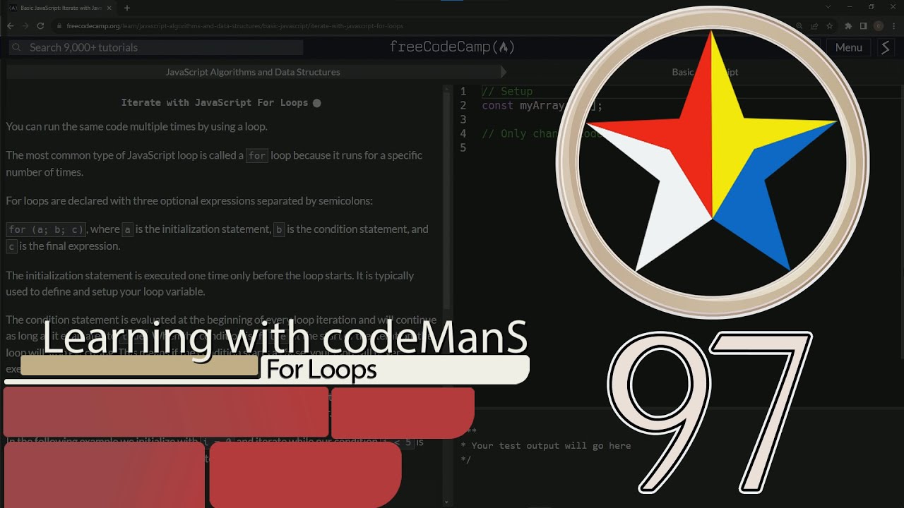 JavaScript Basic 97: Iterate with JavaScript For Loops | FreeCodeCamp