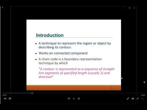 16 Lecture video on Image Representation and Description Chain Code