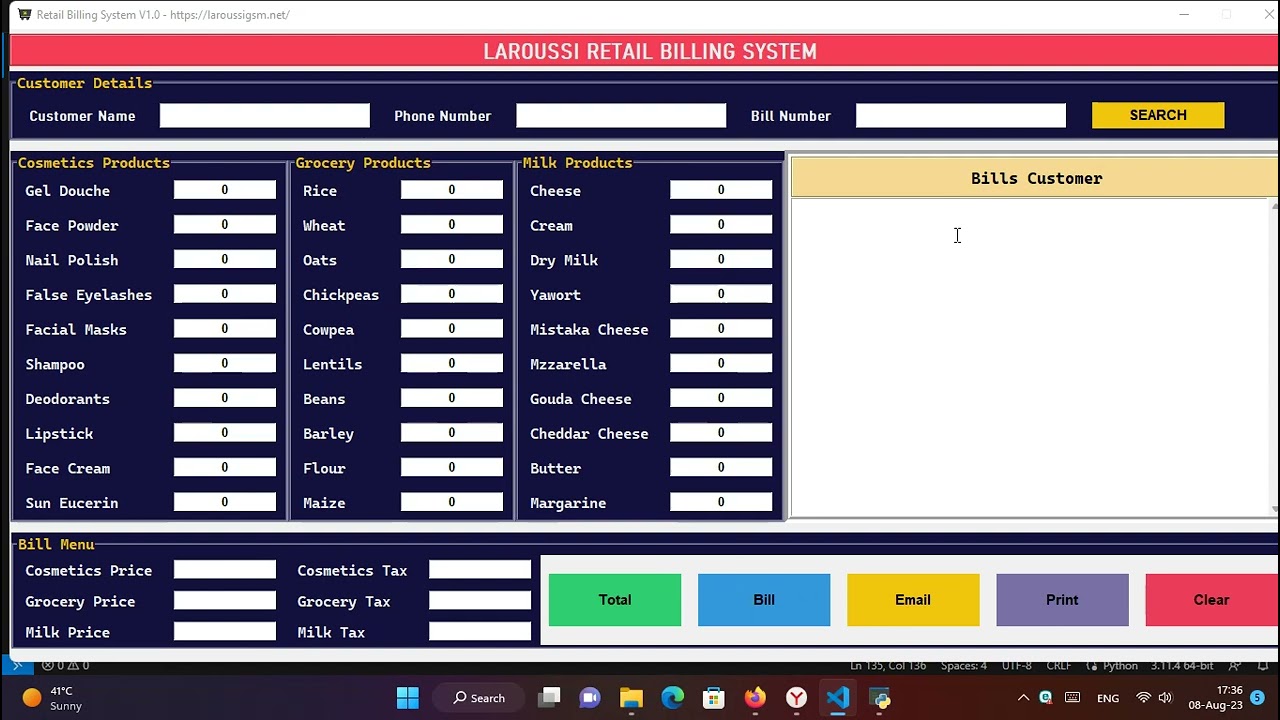 Make Billing Software Using Python Tkinter  With Source Code