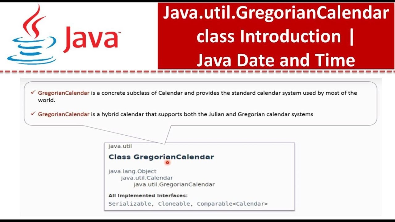 Java.util.GregorianCalendar class Introduction | Java Date and Time | Date and Time in java