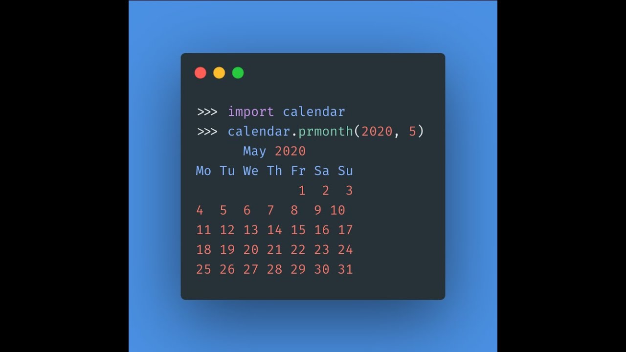 Calendar module in Python | Print calendar in Python