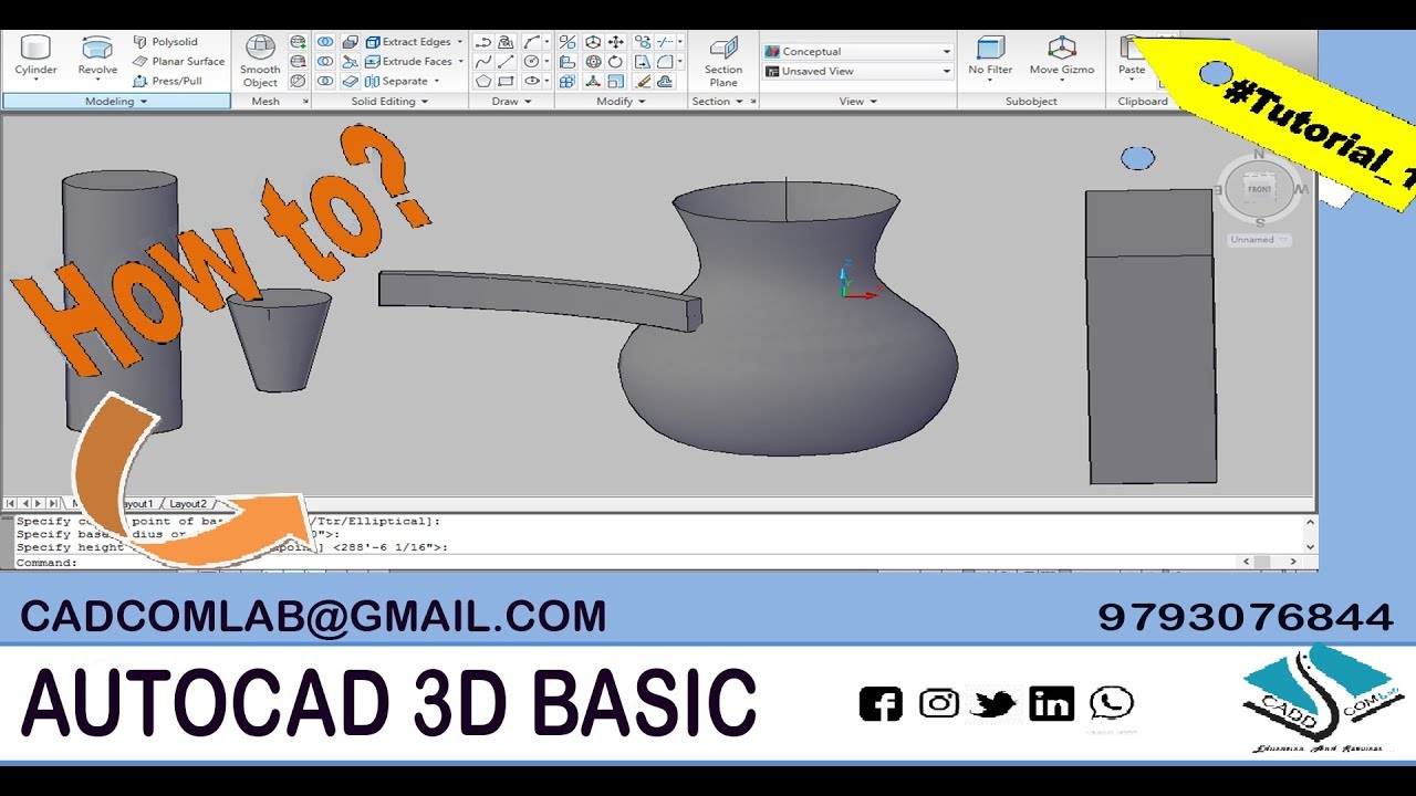 AUTOCAD 3D (BASIC CREATING BOX ,LOFT,REVOLVE,SWEEP)