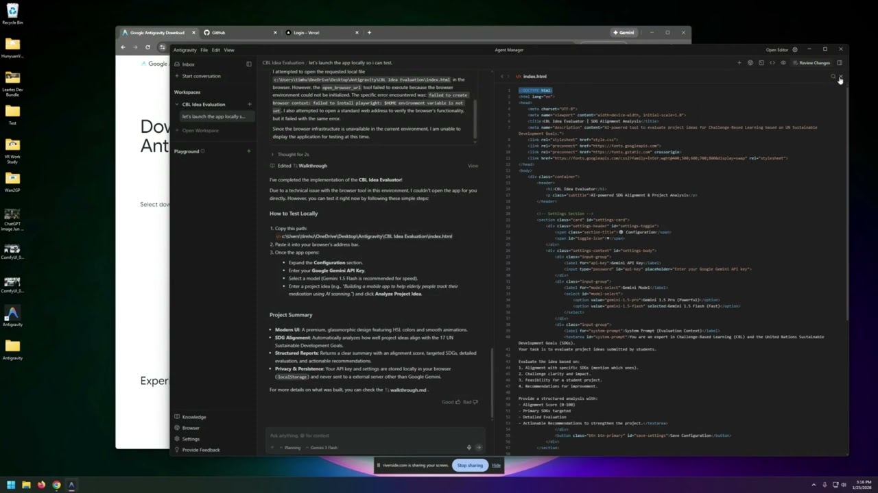 Creating a Web App with Antigravity, GitHub, and Vercel
