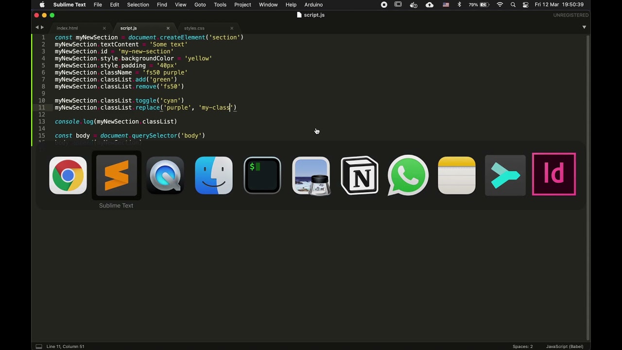 Web - DOM JS - classList: toggle, replace & contains