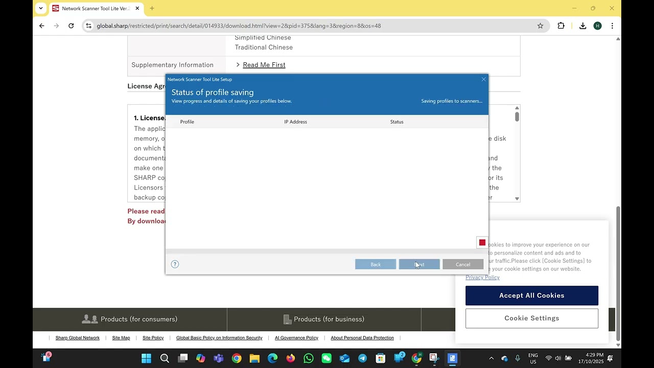 sharp network scanner tool lite ver. 2. 0 setup