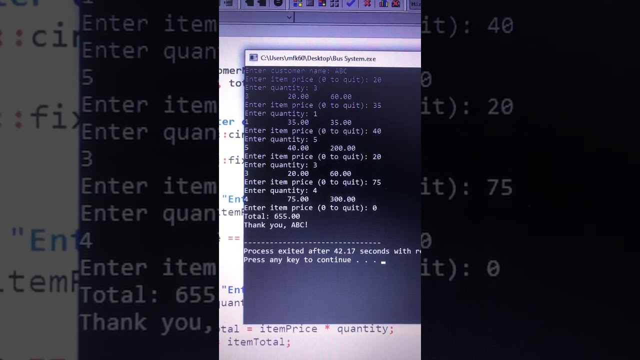 bill receipt in c++ #codinglife #coders #codingninja #codemasters #codelife #coding #code #ytdaily