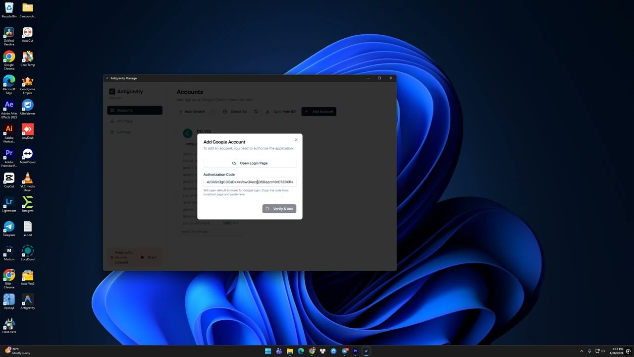 Tutorial for login Antigravity