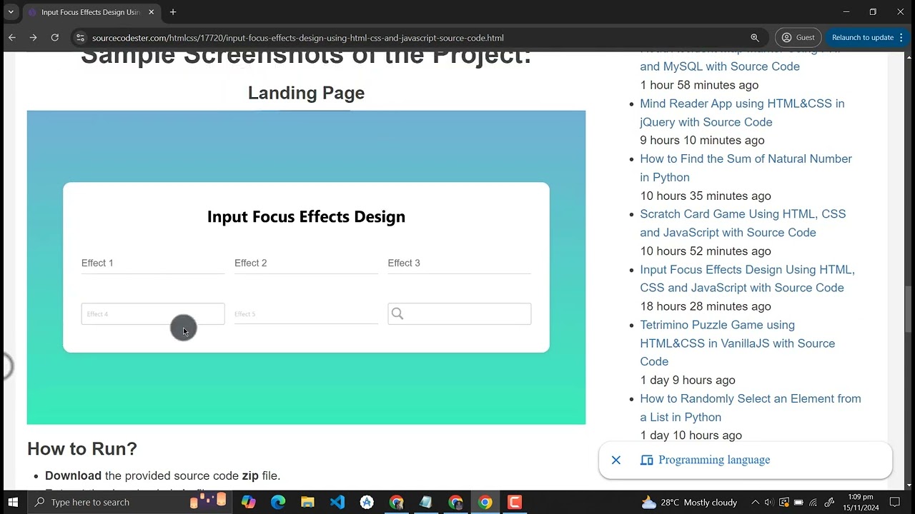 Input Focus Effects Design Using HTML, CSS and JavaScript with Source Code
