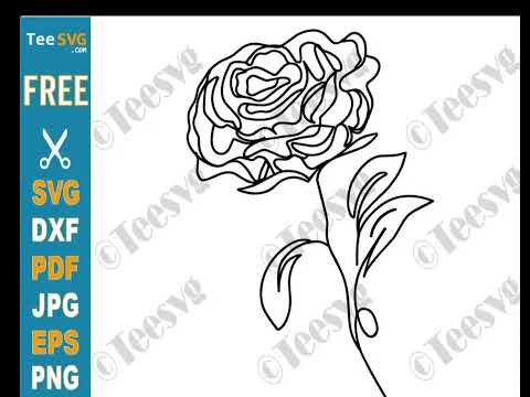Aesthetic Flower CLIPART Black and White Free PNG JPG SVG Images - Aesthetic Rose Line Art Simple