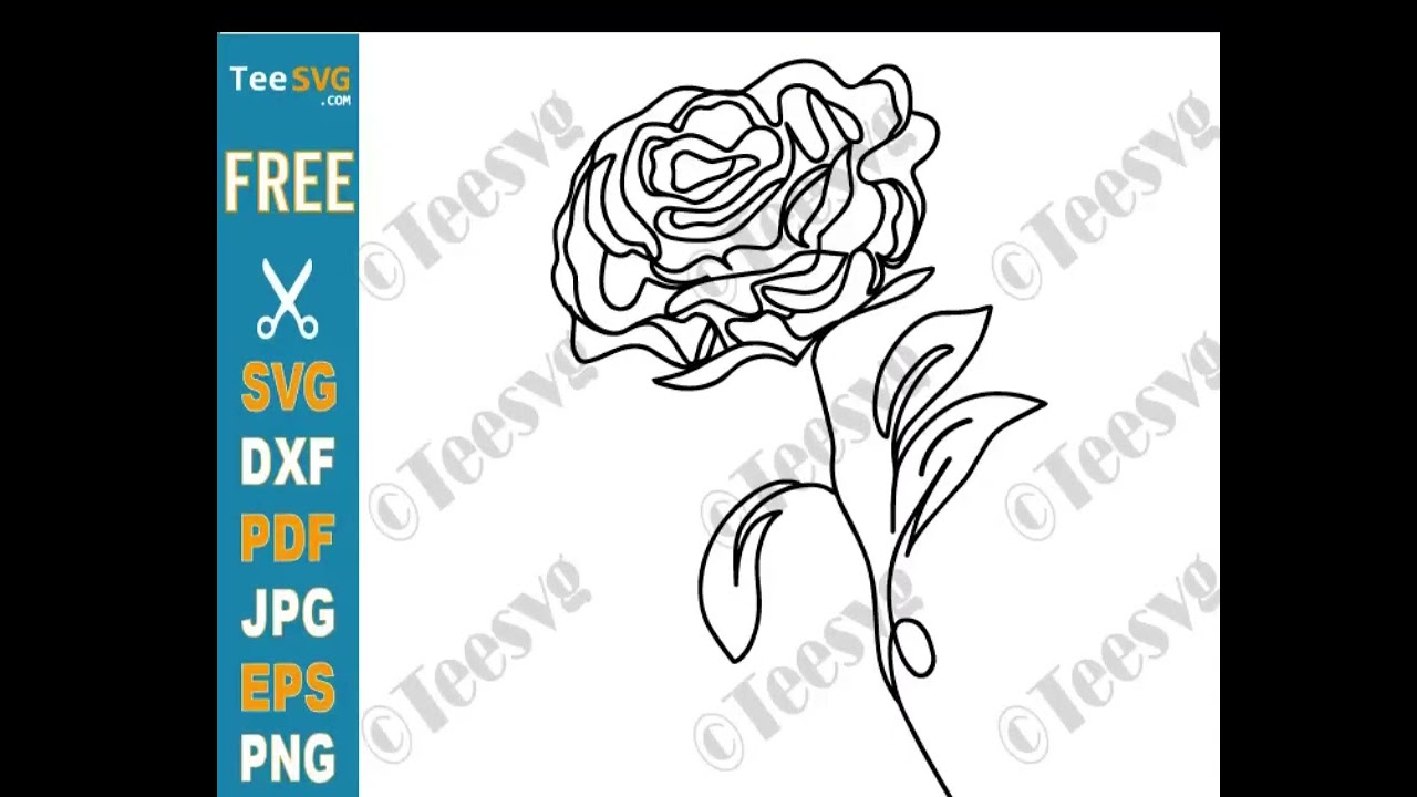 Aesthetic Flower CLIPART Black and White Free PNG JPG SVG Images - Aesthetic Rose Line Art Simple