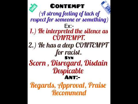 CONTEMPT meaning with examples Synonyms and Antonyms #viralvideo #vocabs #englishvocabmastery