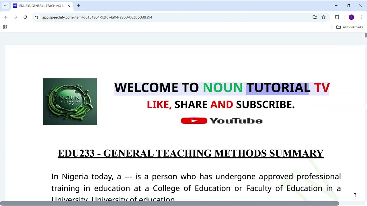 EDU233 GENERAL TEACHING METHODS SUMMARY.