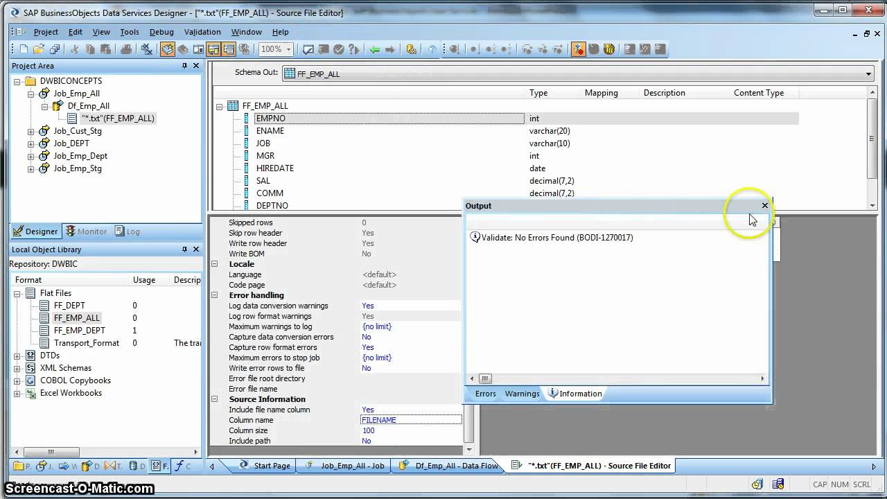 BODS Tutorial 005: File Format in Data Services