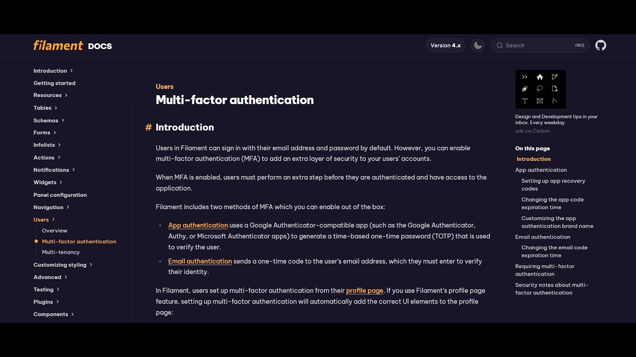 Filament v4: Email Authentication (Multi Factor Authentication - MFA)