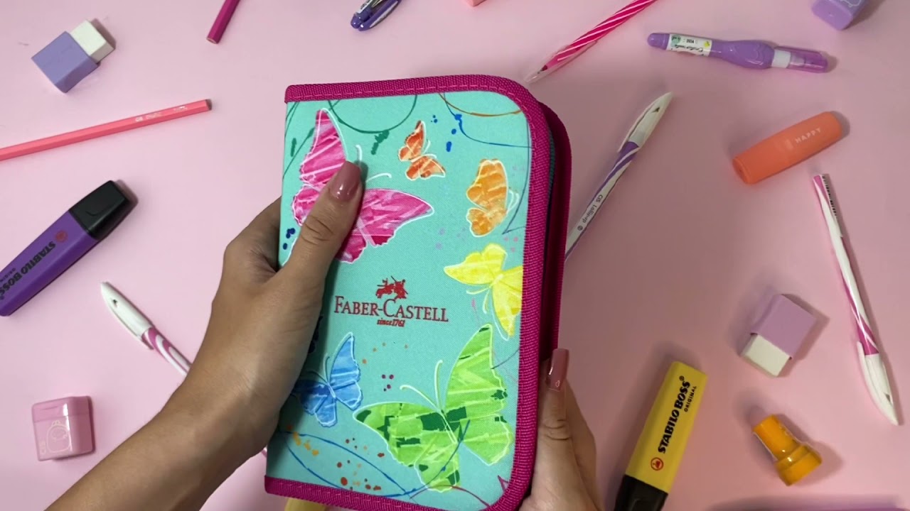 Estojo Box Borboleta Kit Material - Faber-Castell #100pens #papelaria