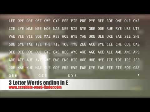 3 letter words ending in E