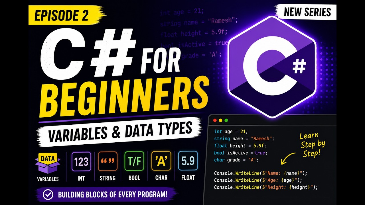 C# for Beginners | Episode 2: Variables and Data Types Explained | RR Tutorials