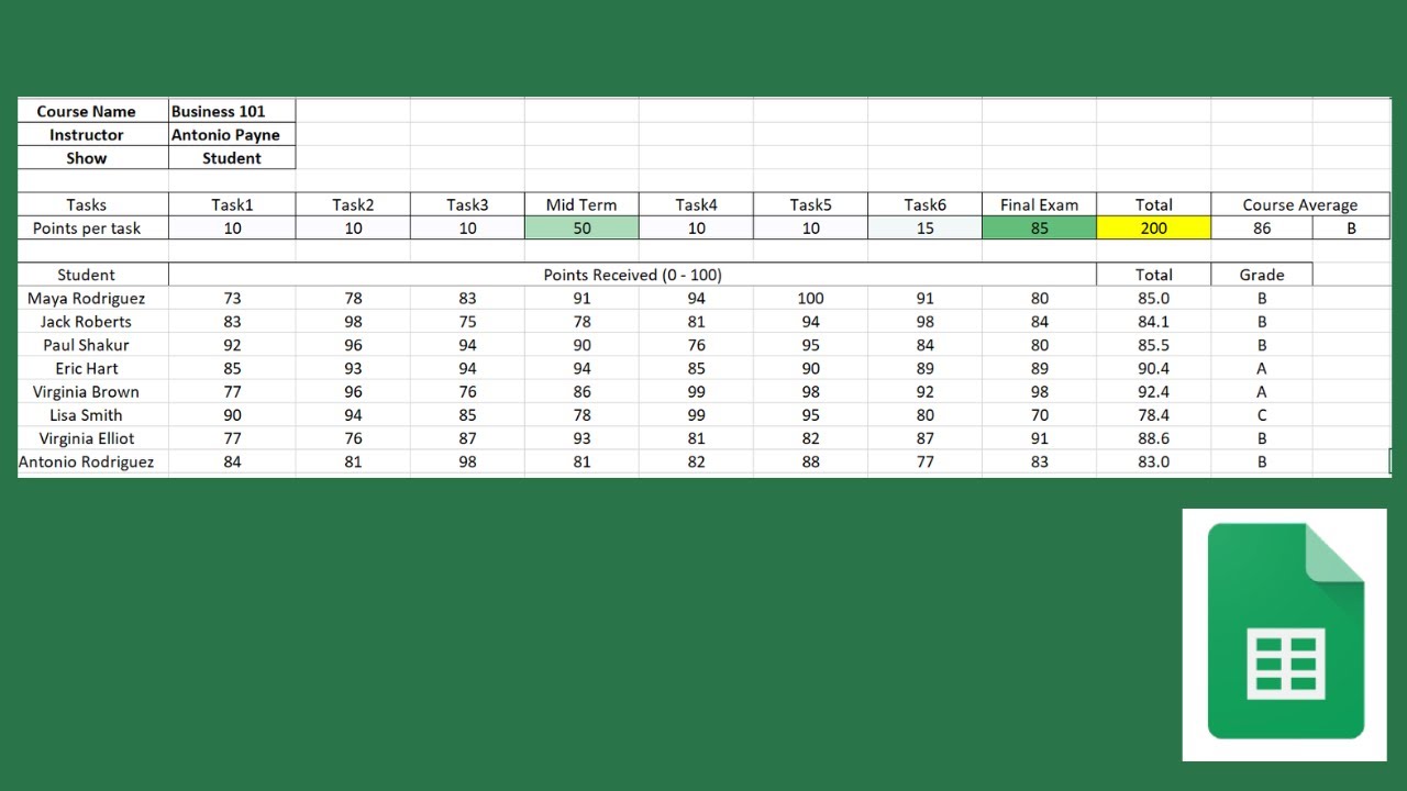 gradebook template