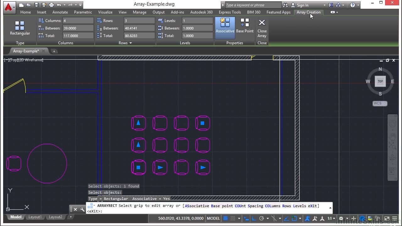 Learning Autodesk AutoCAD 2015 Rectangular Array