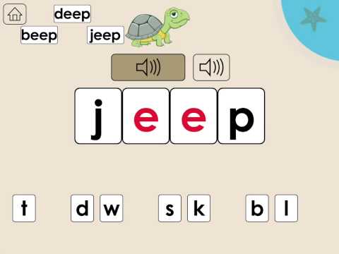 Making Words Kindergarten iPad app - eep word family example