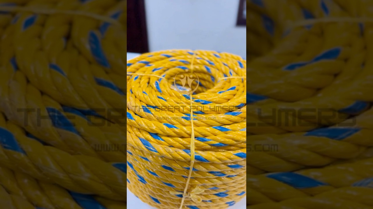 Yellow and Blue Color Prime Material Polypropylene Poly Rope Manufacturer-THE GREAT POLYMERS/INDIA