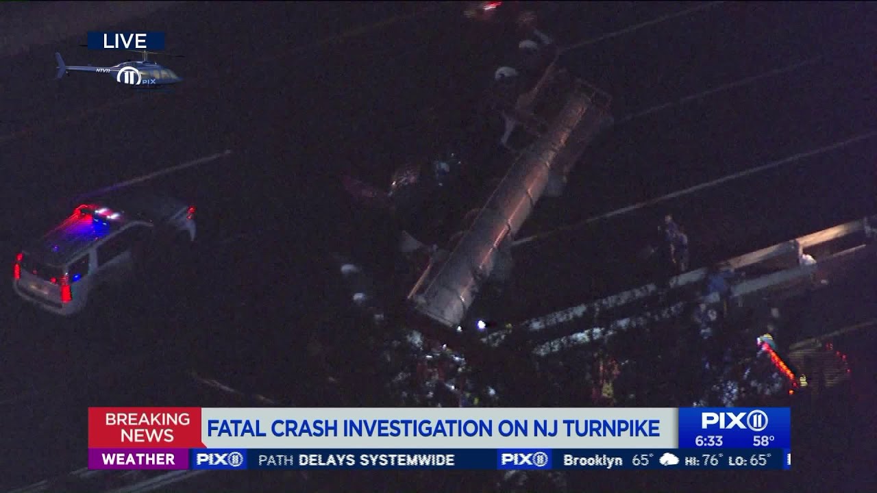 Fatal crash on NJ Turnpike leaves tractor-trailer overturned