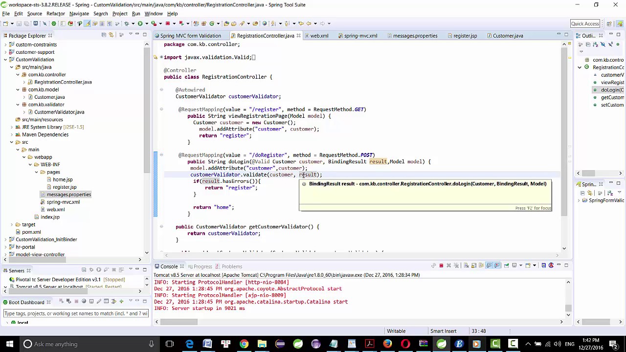 Spring MVC validation custom example 1