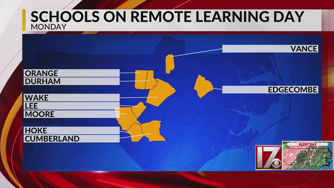 Central NC schools closed, going remote Monday