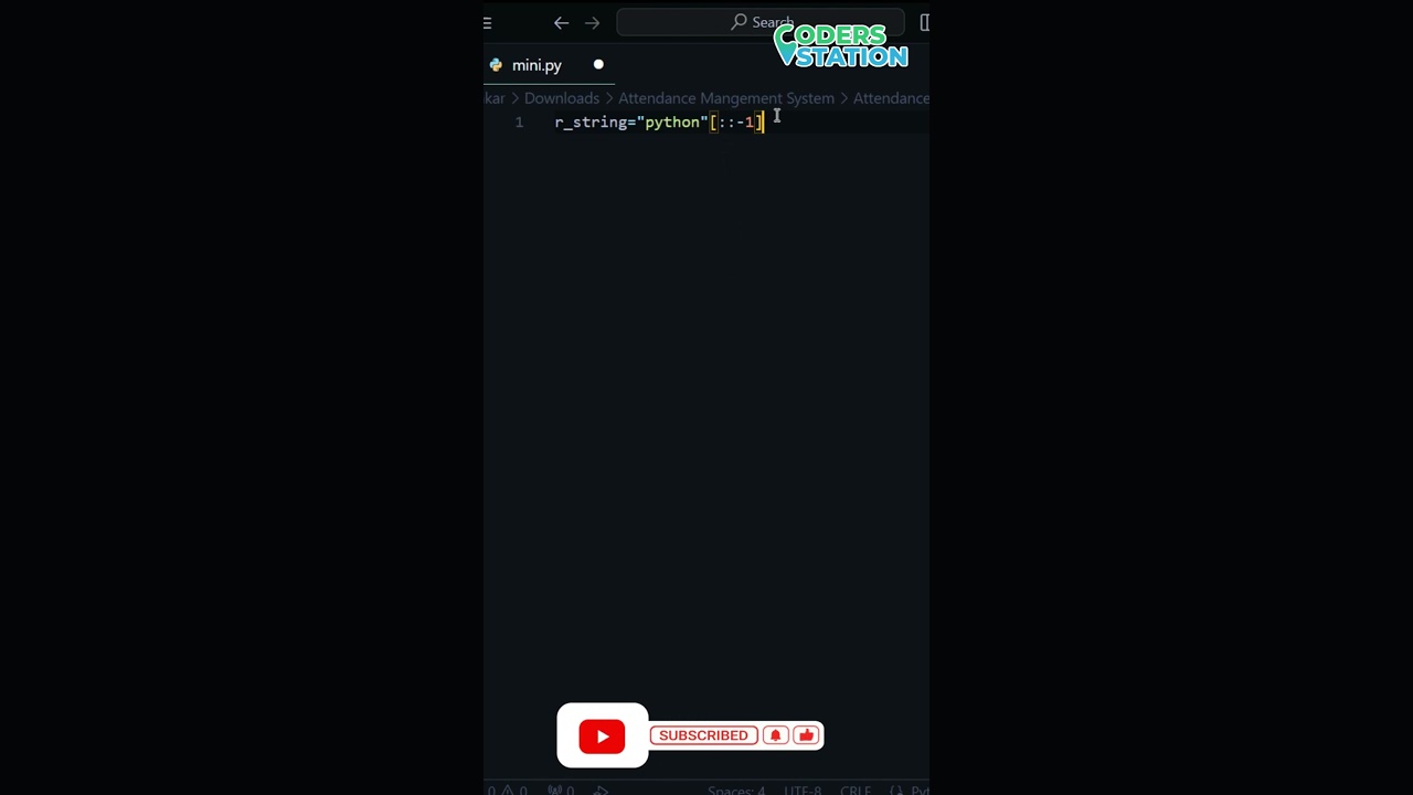 String Reversal Made Simple - One Line Python Hack #python #pythonprogramming #shorts