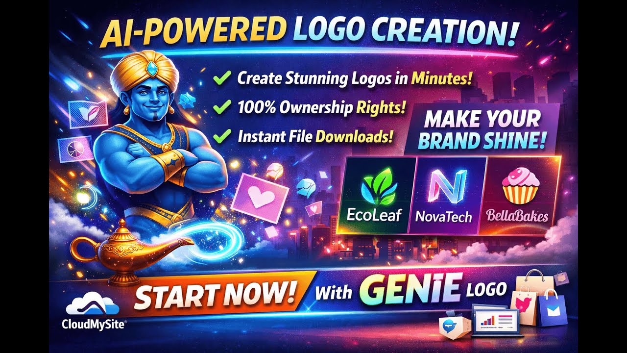 Create a Professional Logo in Minutes 🤯 | Genie AI Logo Builder by CloudMySite