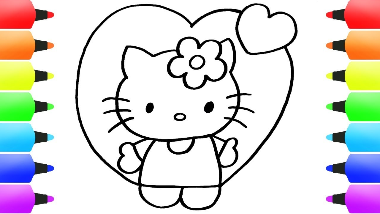 GLITTER HELLO KITTY Coloring Pages Learn Colors for Kids Drawing Video