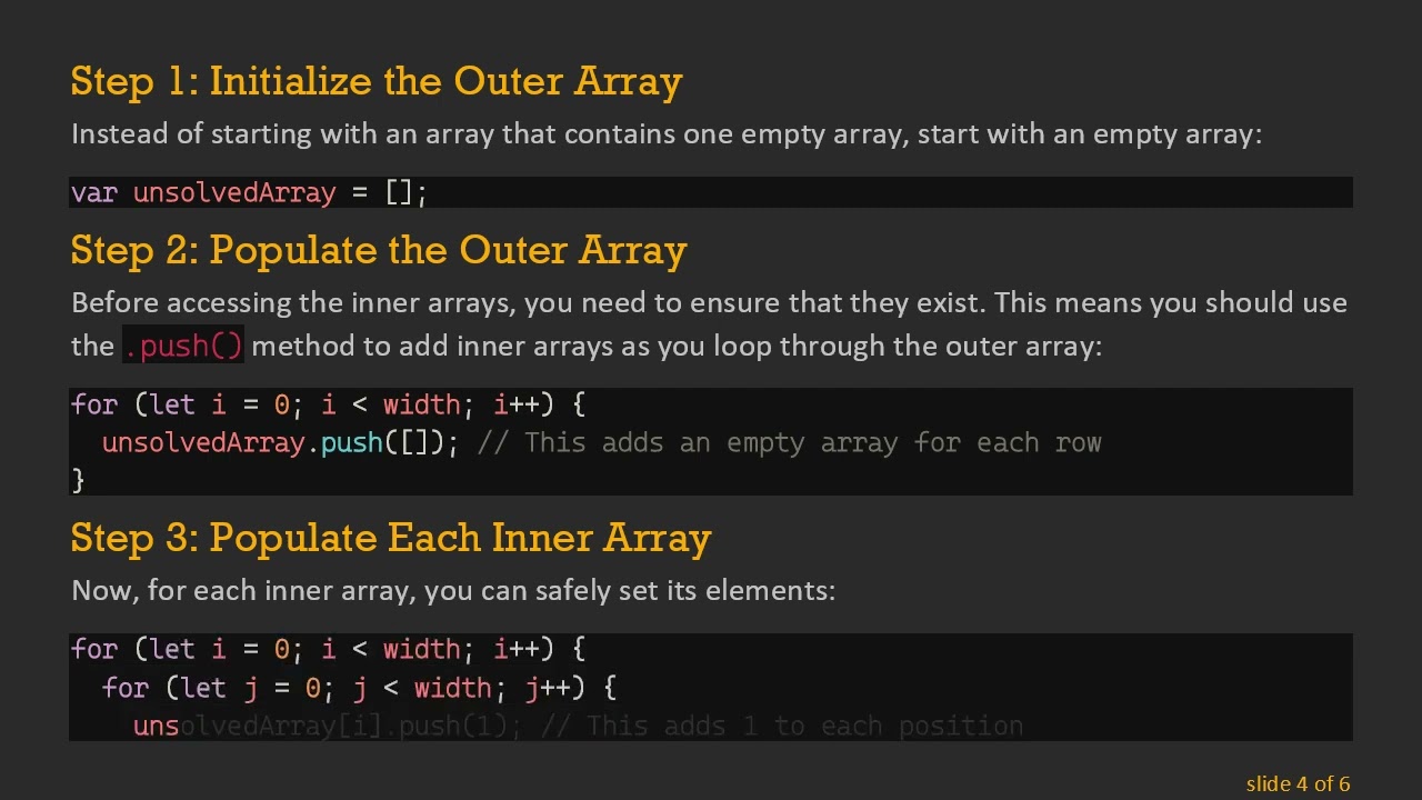 Fixing TypeError When Declaring a Multidimensional Array in JavaScript