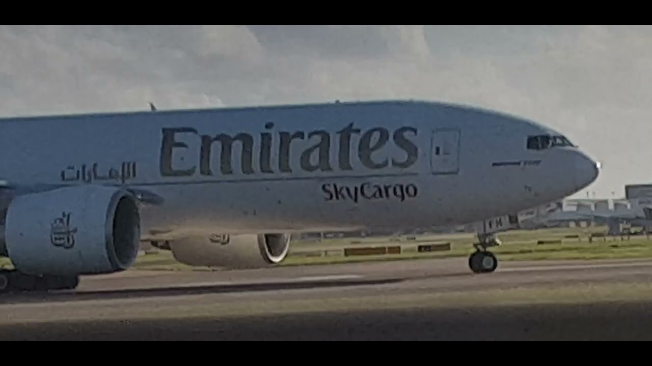 Here is the Emirates Sky Cargo 777 in Heathrow Taking off Saturday 1 October 2022