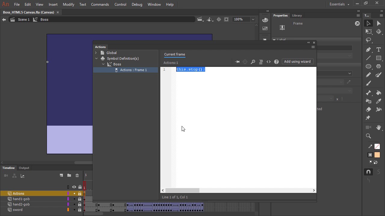 Adobe Animate | How to use actions wizard
