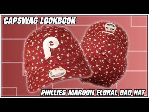 Vintage Philadelphia Phillies Maroon Floral Baseball Cap | Throwback Phillies Flower Pattern Dad Hat