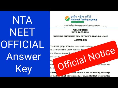 NEET Official Answer Key Out| NTA NEET official Answer key |NEET 2020|NEET 2020 RESULT|NTA NEET2020