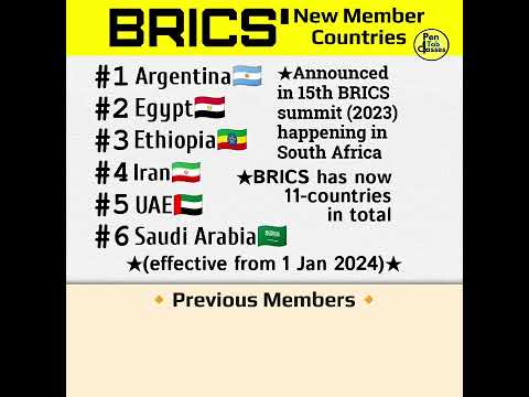 New Country-members of BRICS #brics2023 #brics #currentaffairs