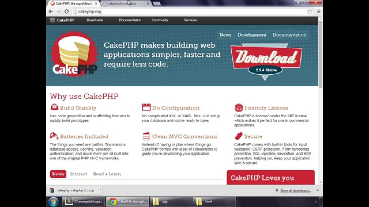 CakePHP 2.5.4 Basics Tutorial for Beginners - Blog Application - 04 - Installing CakePHP